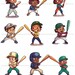Cute Baseball Kids Clipart Bundle | 28 Pngs | Cartoon Children Playing ...