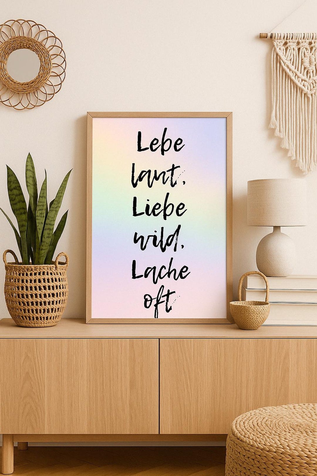 Modern Digital Wall Art – Boho Poster “live Loud, Love Wild, Laugh ...