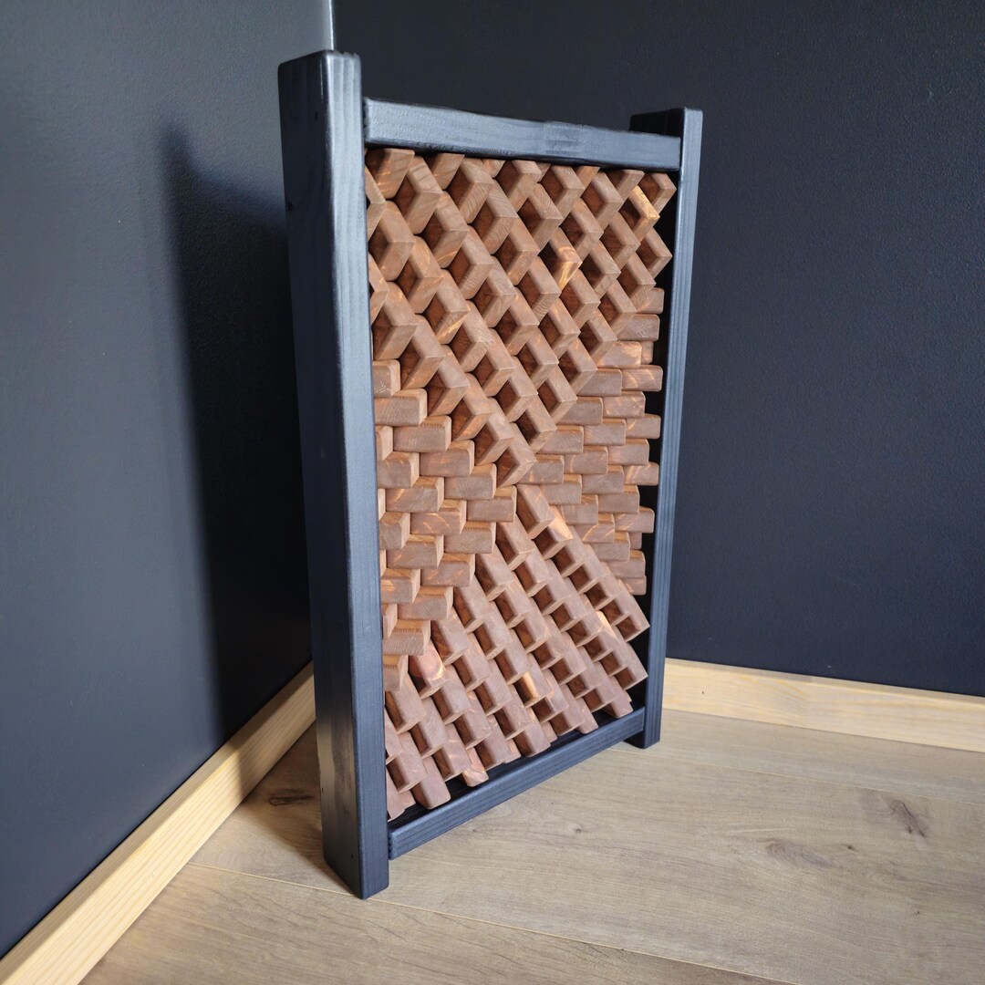 Acoustic Panel - Wall Art - Black Sound Diffuser - Small Wood Wall Art ...