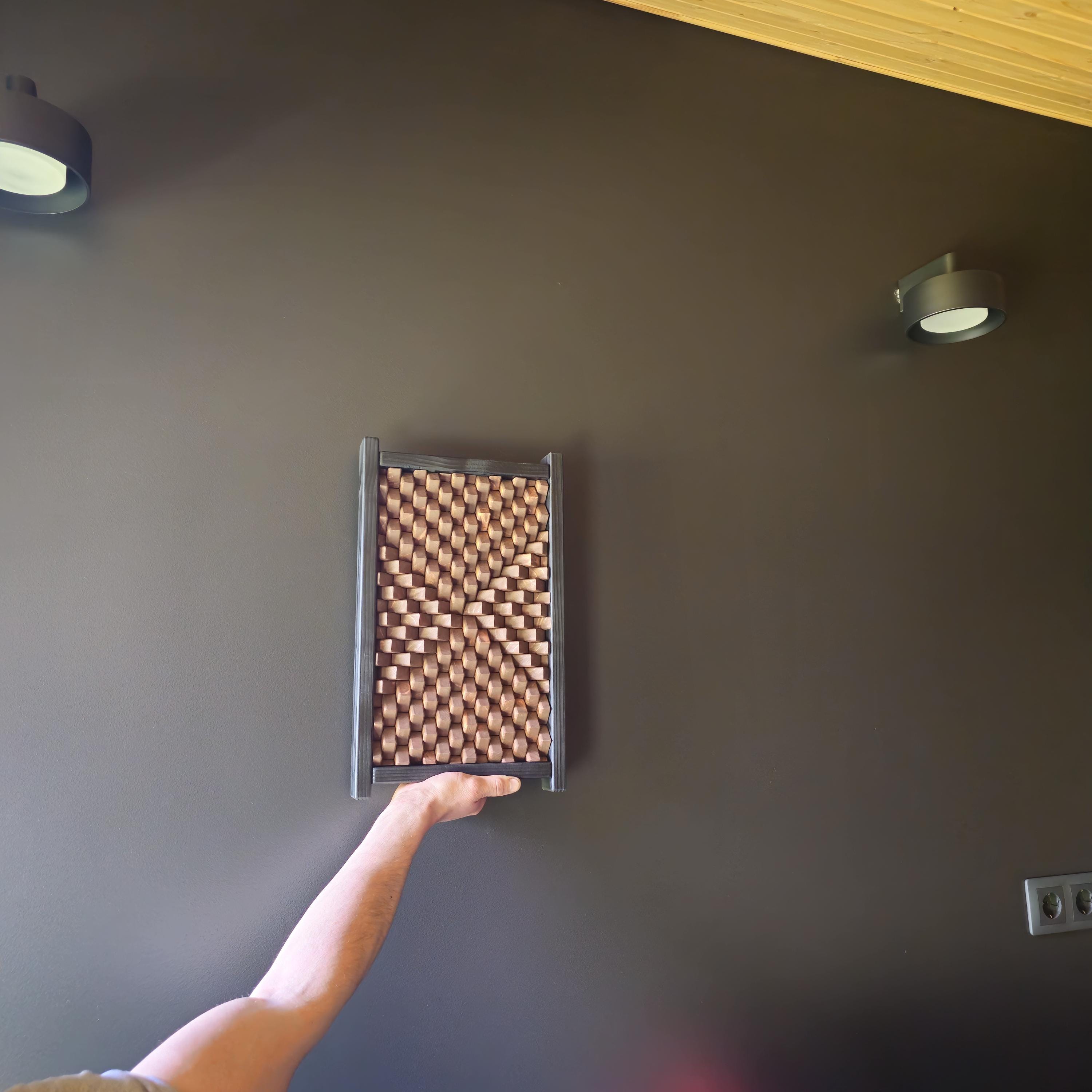Acoustic Panel - Wall Art - Black Sound Diffuser - Small Wood Wall Art ...