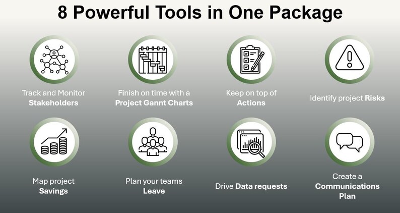 8-in-1 Project Management Excel Template | Gantt Chart, Task Tracker ...