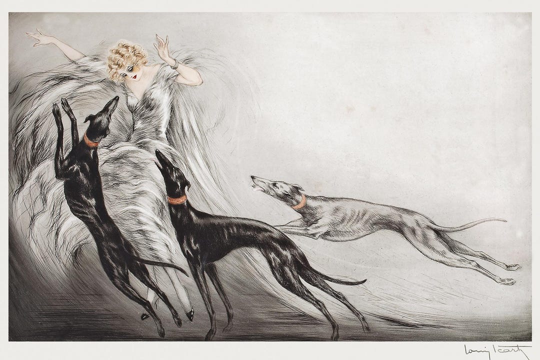 Louis Icart Coursing II Giclée Art Print - Art Deco Greyhound Dogs ...