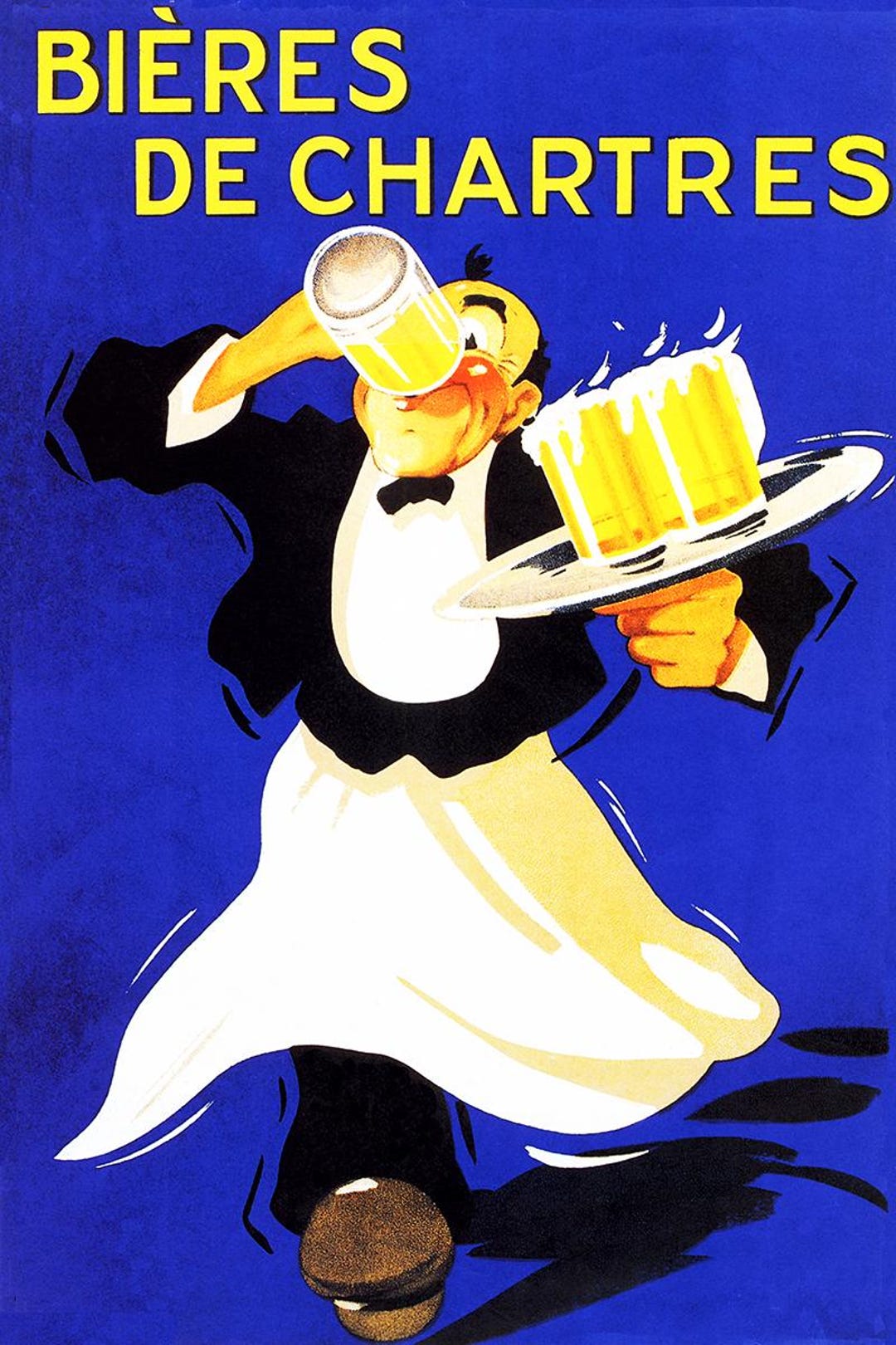 French Beer Poster, Bieres De Chartres Waiter Giclée Art Print ...