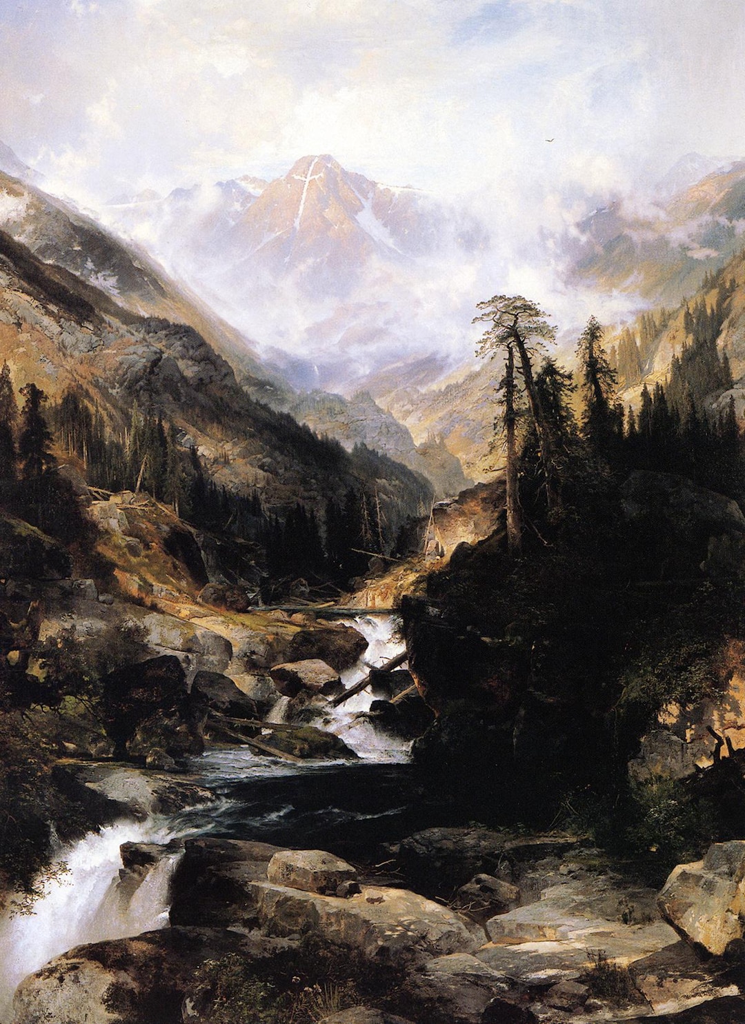 Póster de arte giclée premium de Thomas Moran, Montaña de la Santa Cruz ...