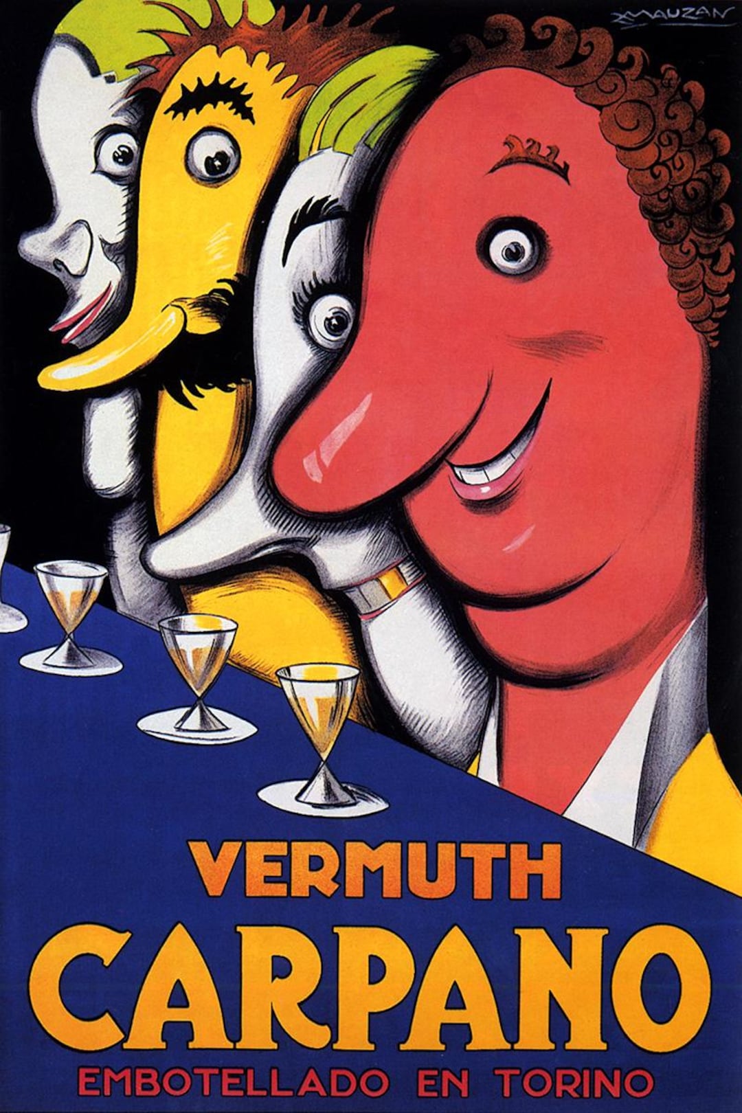Italian Vermouth Aperitif Caricatured Figures Enjoying the Drink at a ...