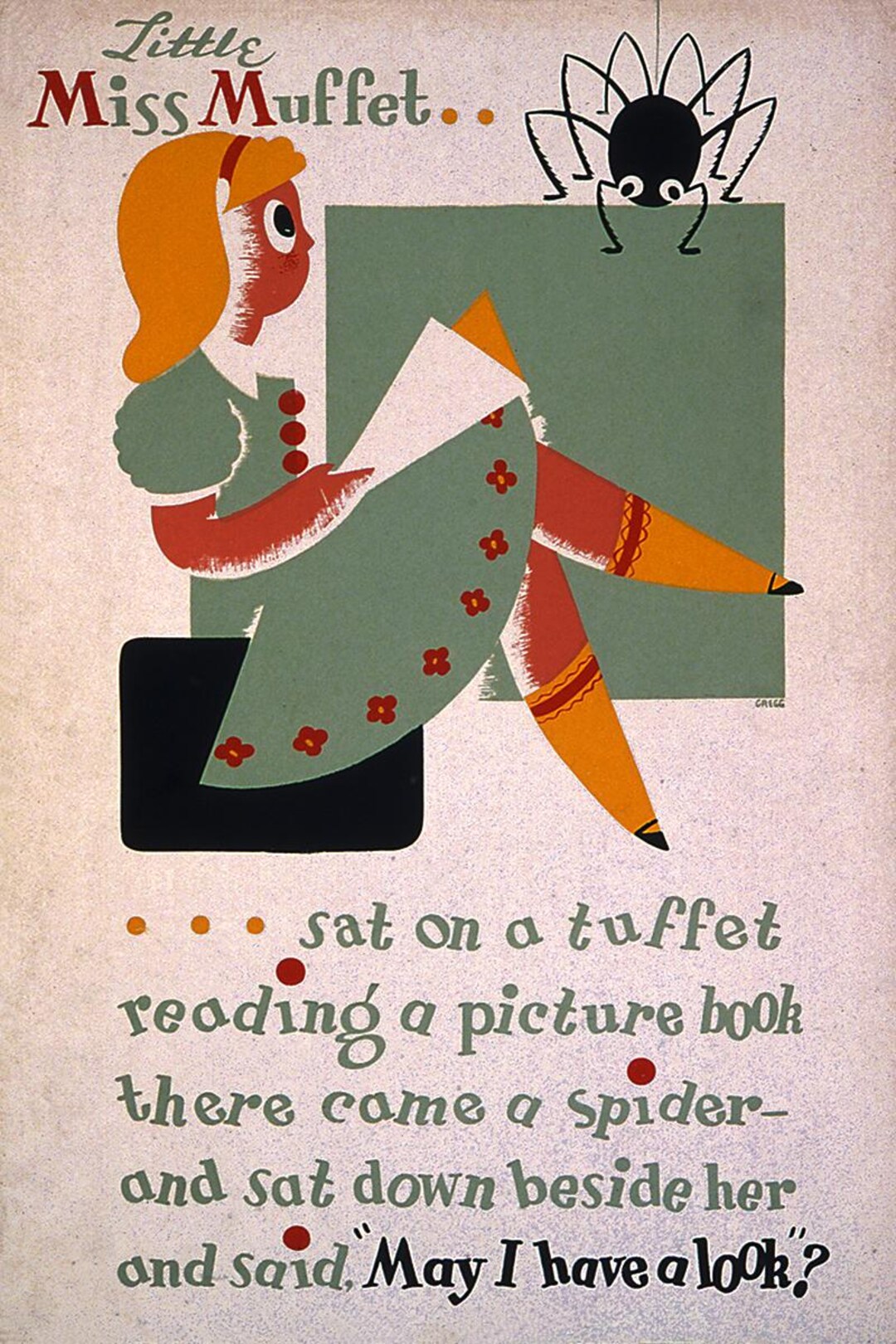 Little Miss Muffet Art Print: Vintage Nursery Rhyme Giclée Poster - Etsy UK
