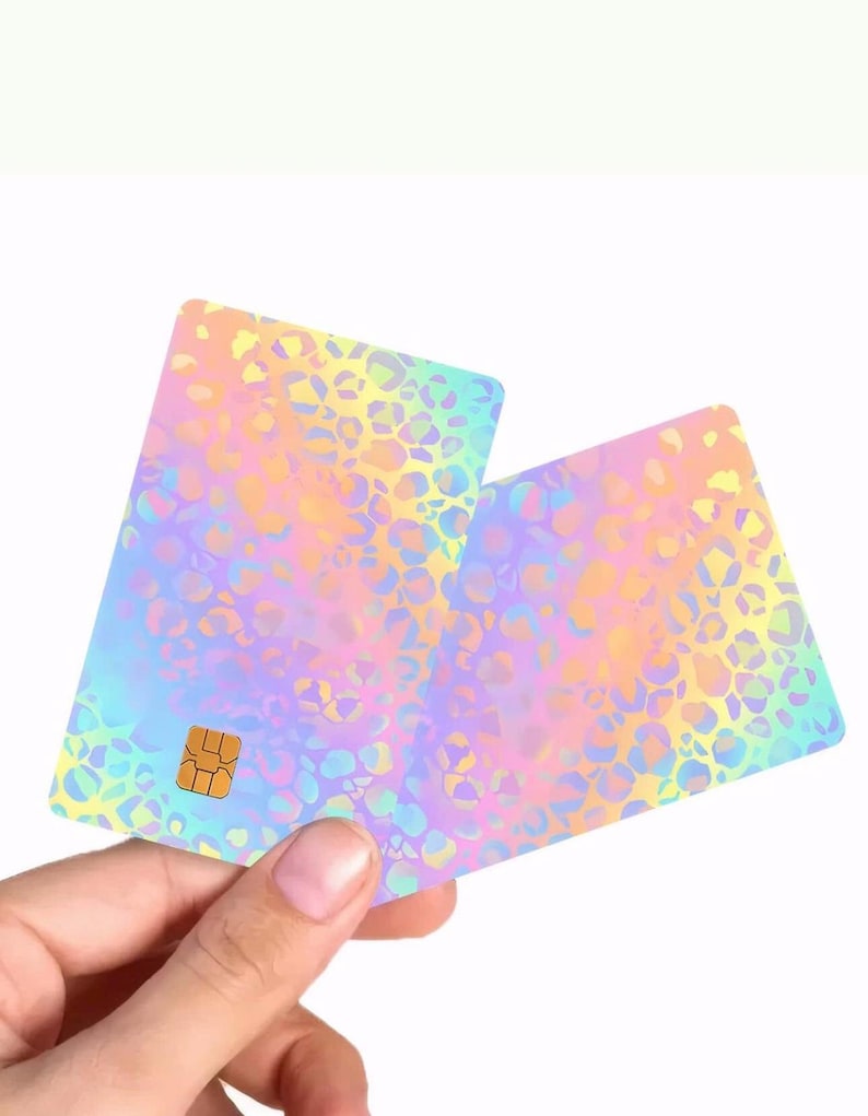 Holographic Rainbow Leopard Credit Card Skin – Colorful Debit Card ...