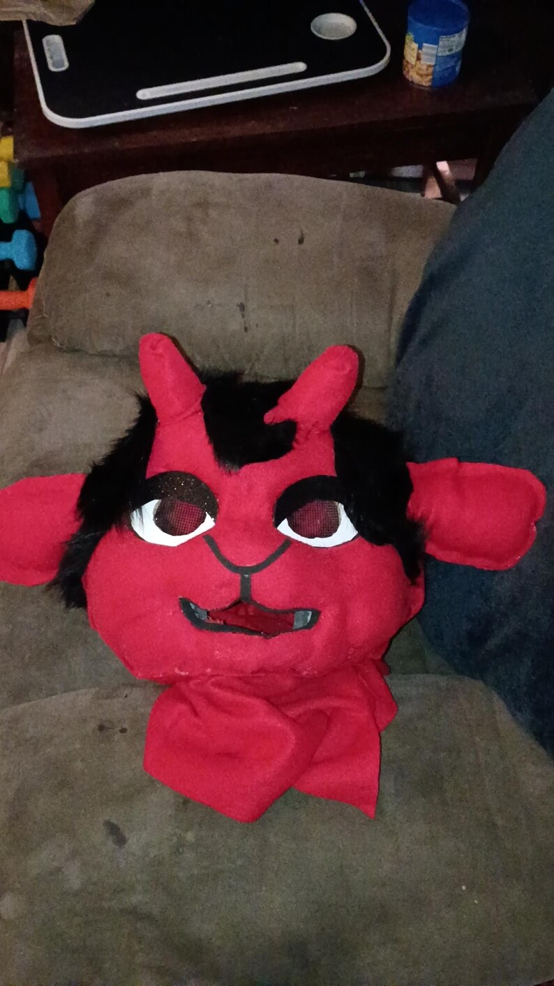 Black and Red Goat Demon Fursuit Head - Etsy