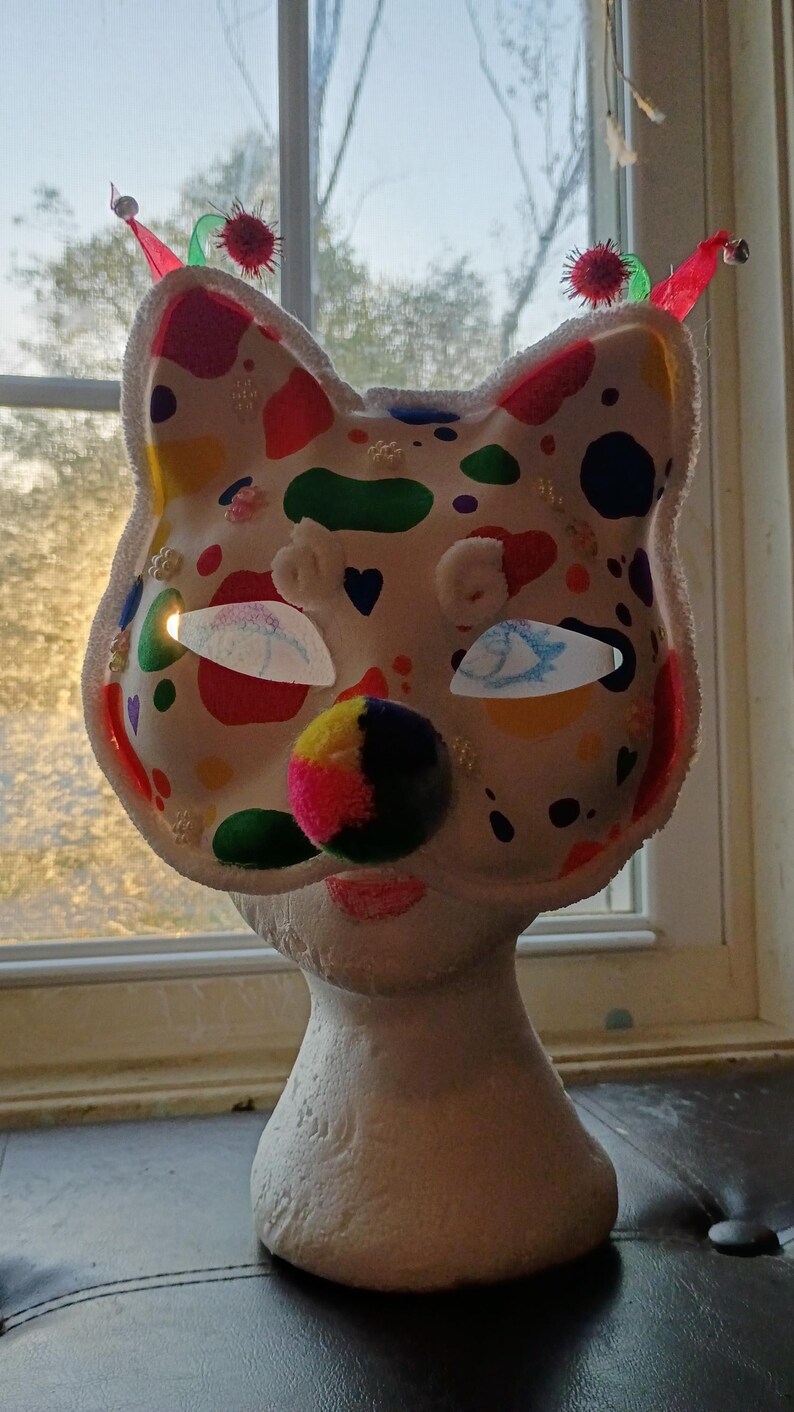 Rainbow Clown Cat Mask ((handmade)) - Etsy