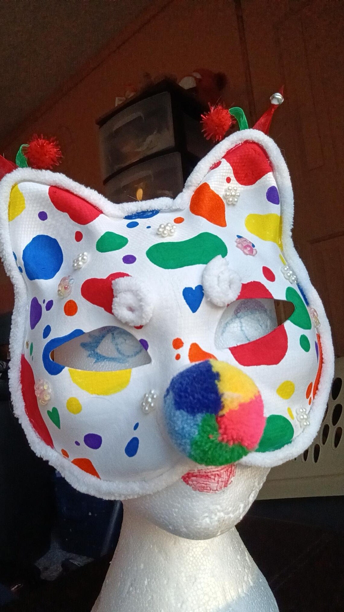 Rainbow Clown Cat Mask ((handmade)) - Etsy