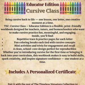 Printable Cursive Writing & Coloring Workbook for Educators ...