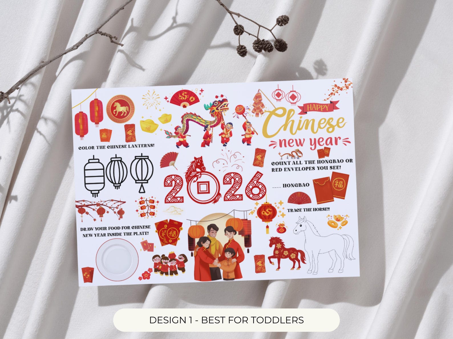 2026 Chinese New Year Activity Placemat PLR Printable Holiday Games for ...