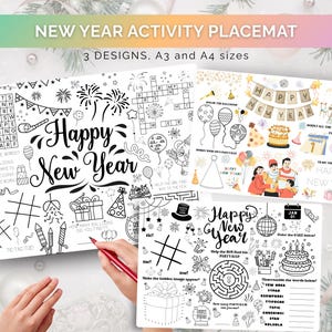 2026 New Year Activity Placemat Winter Printable Holiday Games for ...