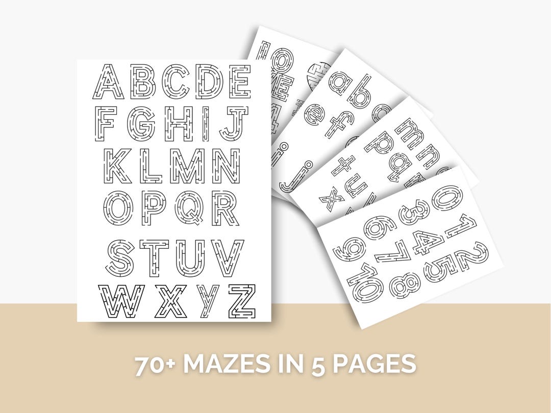 Alphabet Maze Bundle Kids Activity Sheets Letter Number Maze Tracing ...