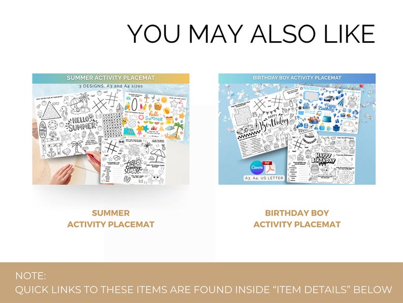 Pink Birthday Activity Placemat Girls Kids Party Printable Coloring ...