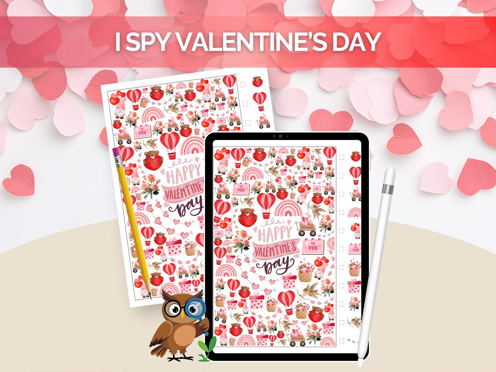 Valentines Day I Spy Printable for Kids Valentines Counting Game ...