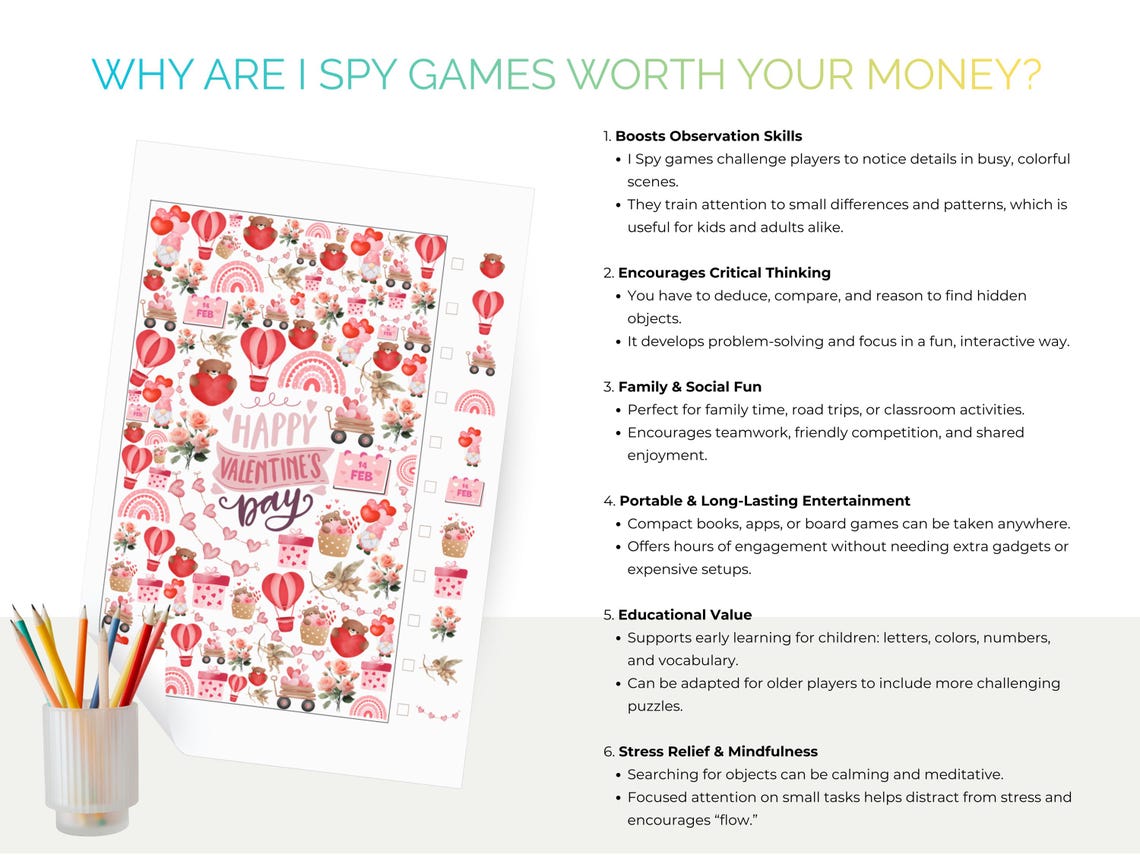 Valentines Day I Spy Printable for Kids Valentines Counting Game ...