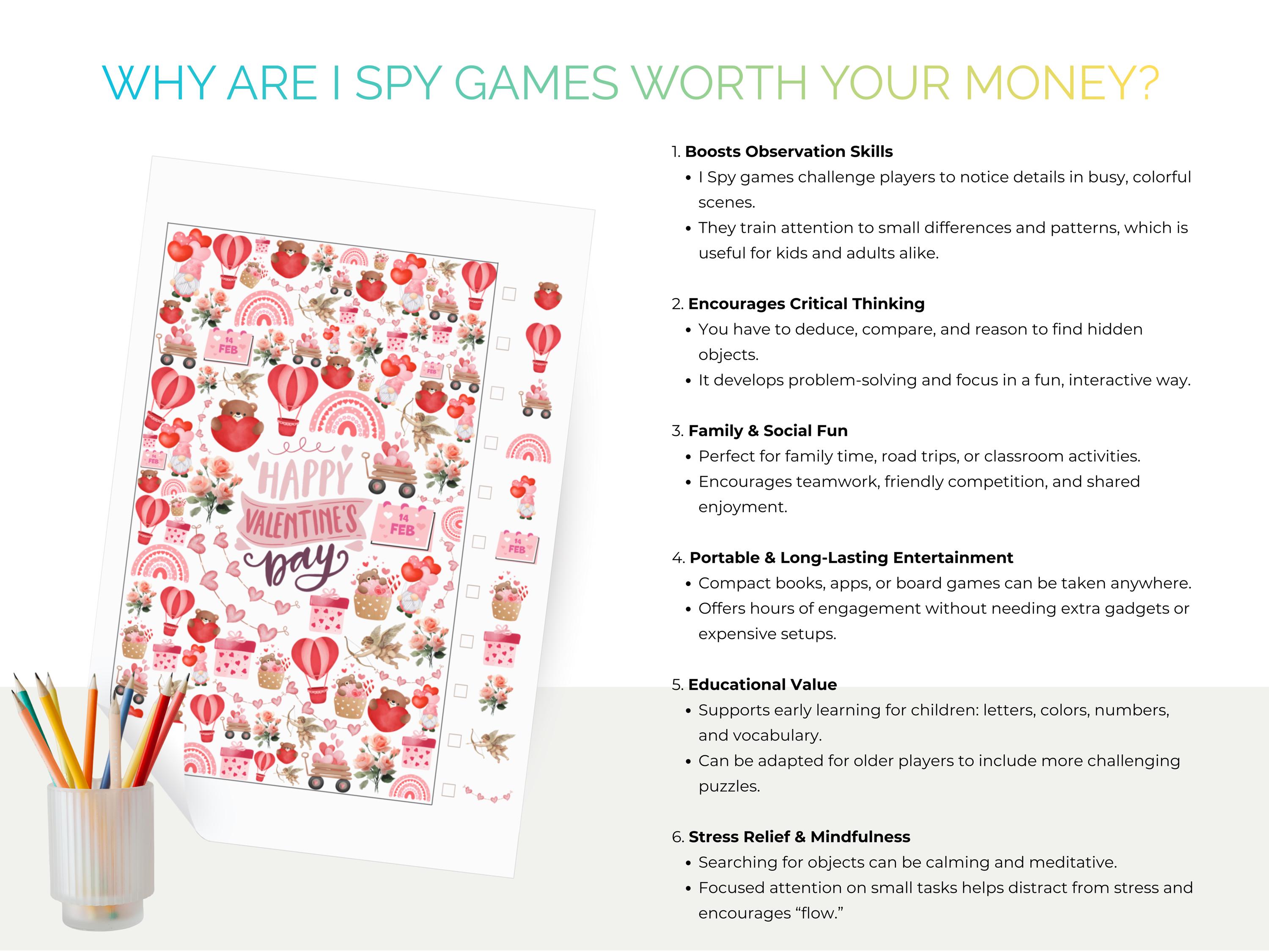 Valentines Day I Spy Printable for Kids Valentines Counting Game ...