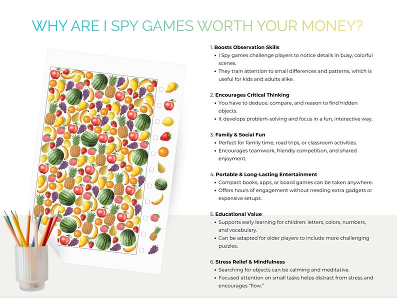 I Spy Fruits Nutrition Scavenger Hunt Classroom Activity Worksheet ...