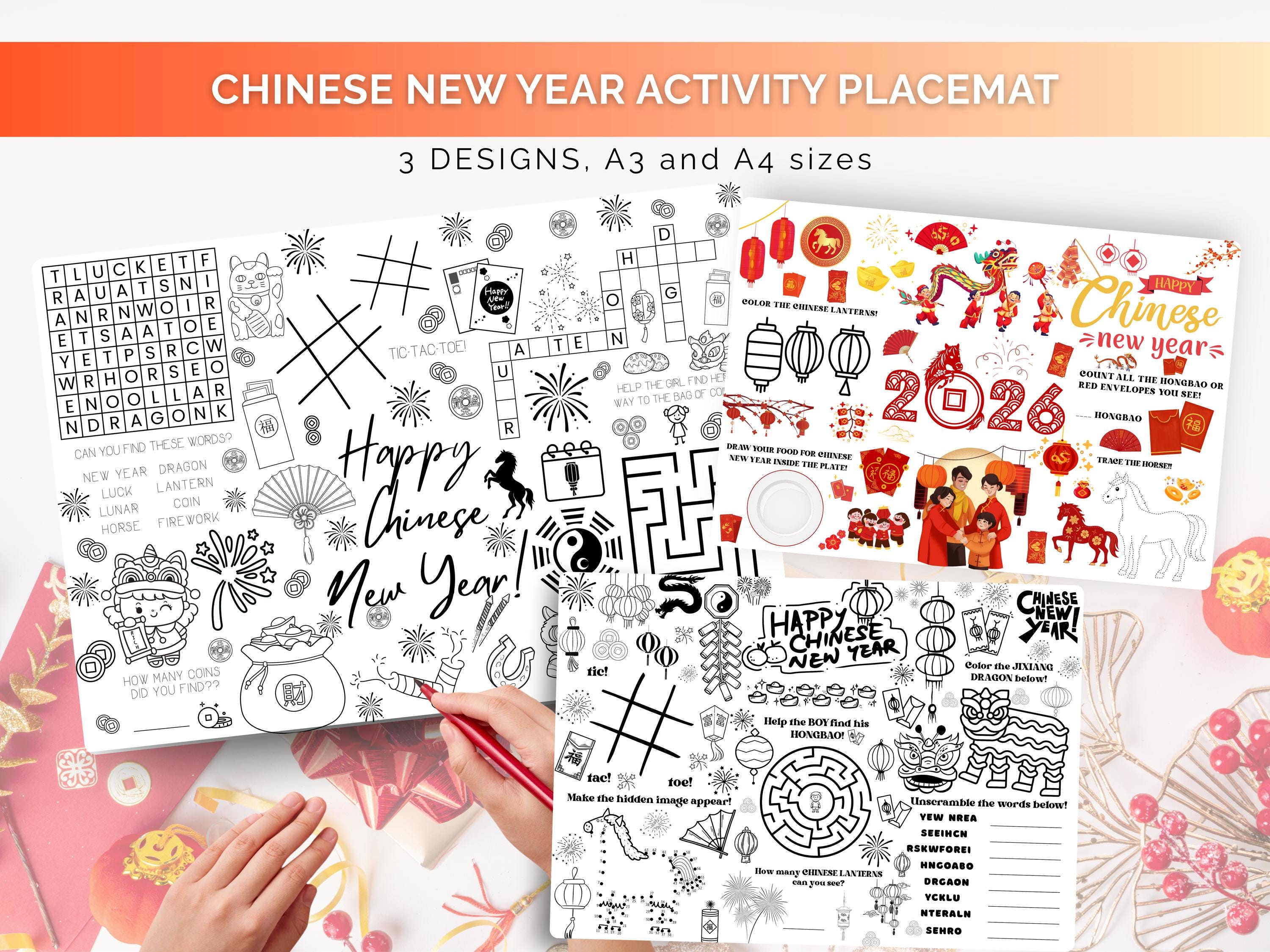 2026 Chinese New Year Activity Placemat PLR Printable Holiday Games for ...