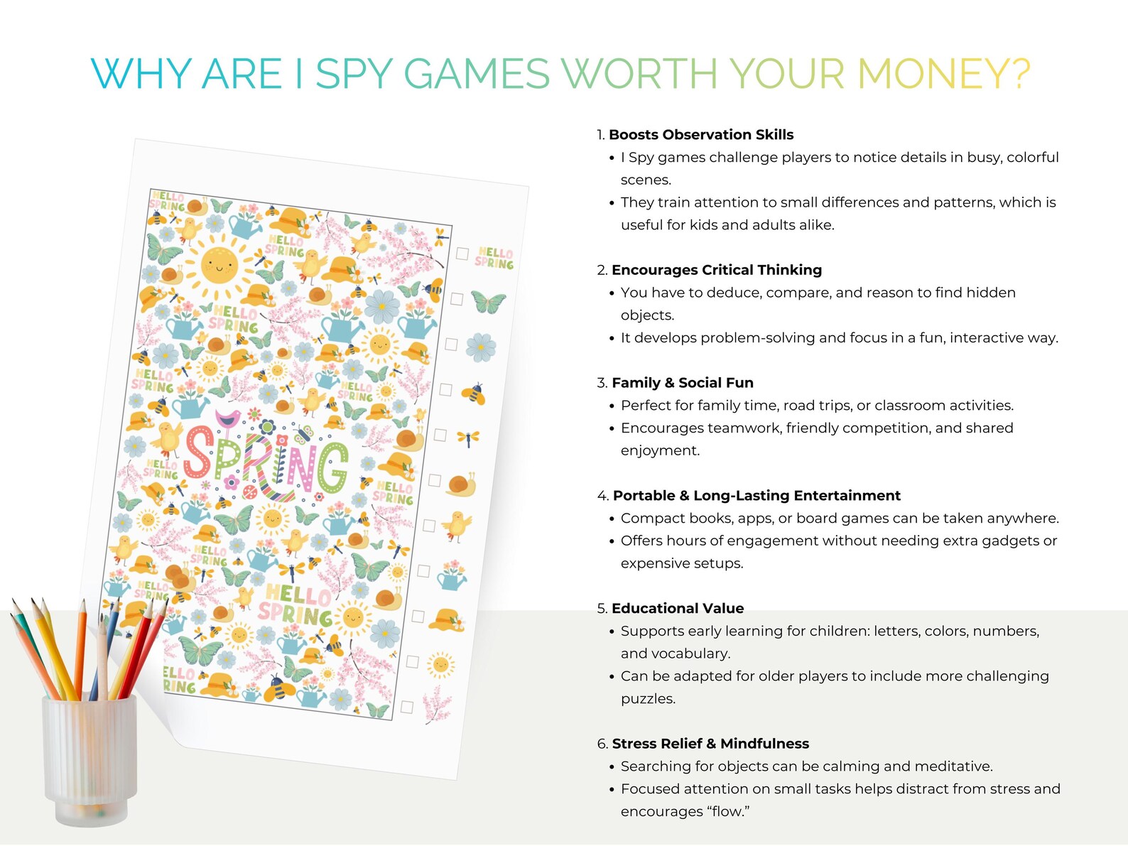 I Spy Spring Easter Holiday Printable Board Games PLR Activity ...