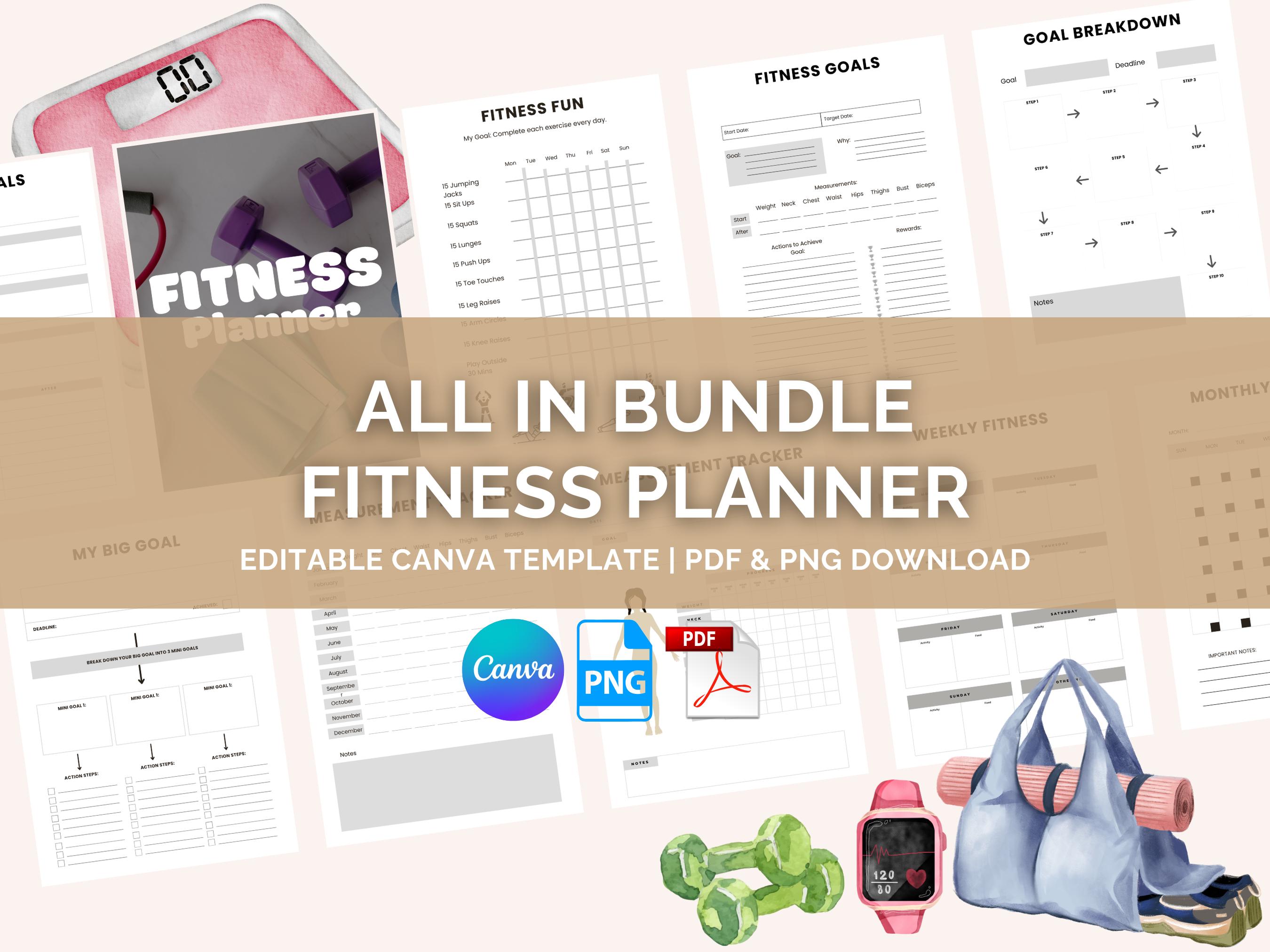 Fitness Tracker Printable Bundle Meal Workout Planner Weight Loss ...