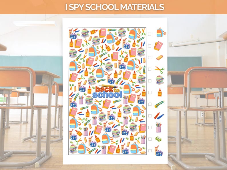 Back to School I Spy Printable School Supplies Activities Kids Learning ...