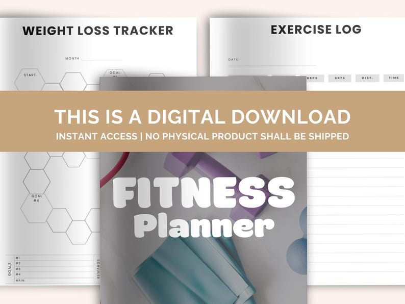 Fitness Tracker Printable Bundle Meal Workout Planner Weight Loss ...