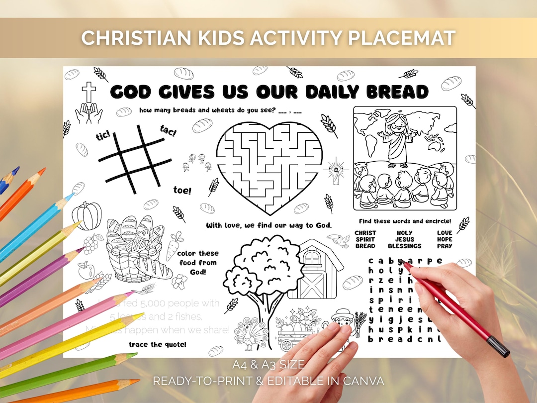 Christian Kids Activity Placemat Printable Board Games for Kids ...