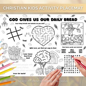 Christian Kids Activity Placemat Printable Bible Games for Kids ...
