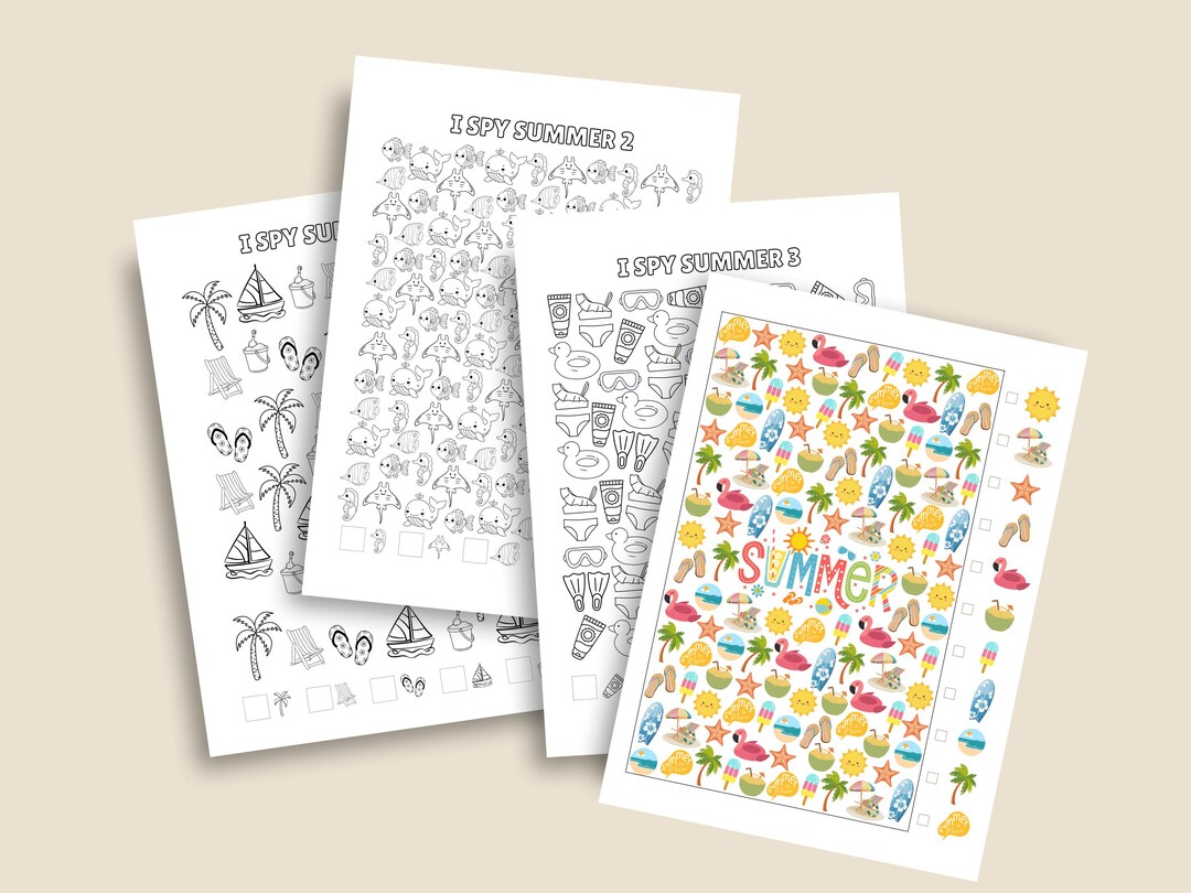 I Spy Summer Coloring Pages Classroom Desk Counting Activity Printable ...
