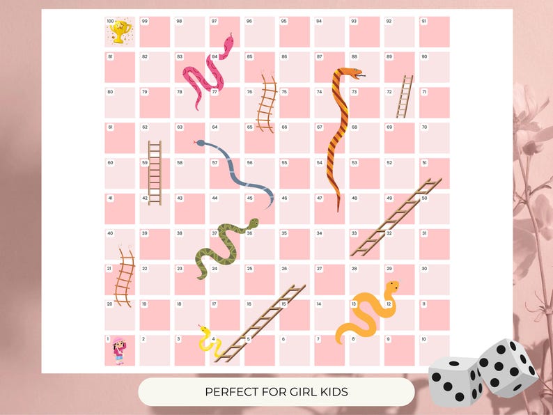 Snakes and Ladders Board Game Printable Family Kids Activities Back to ...