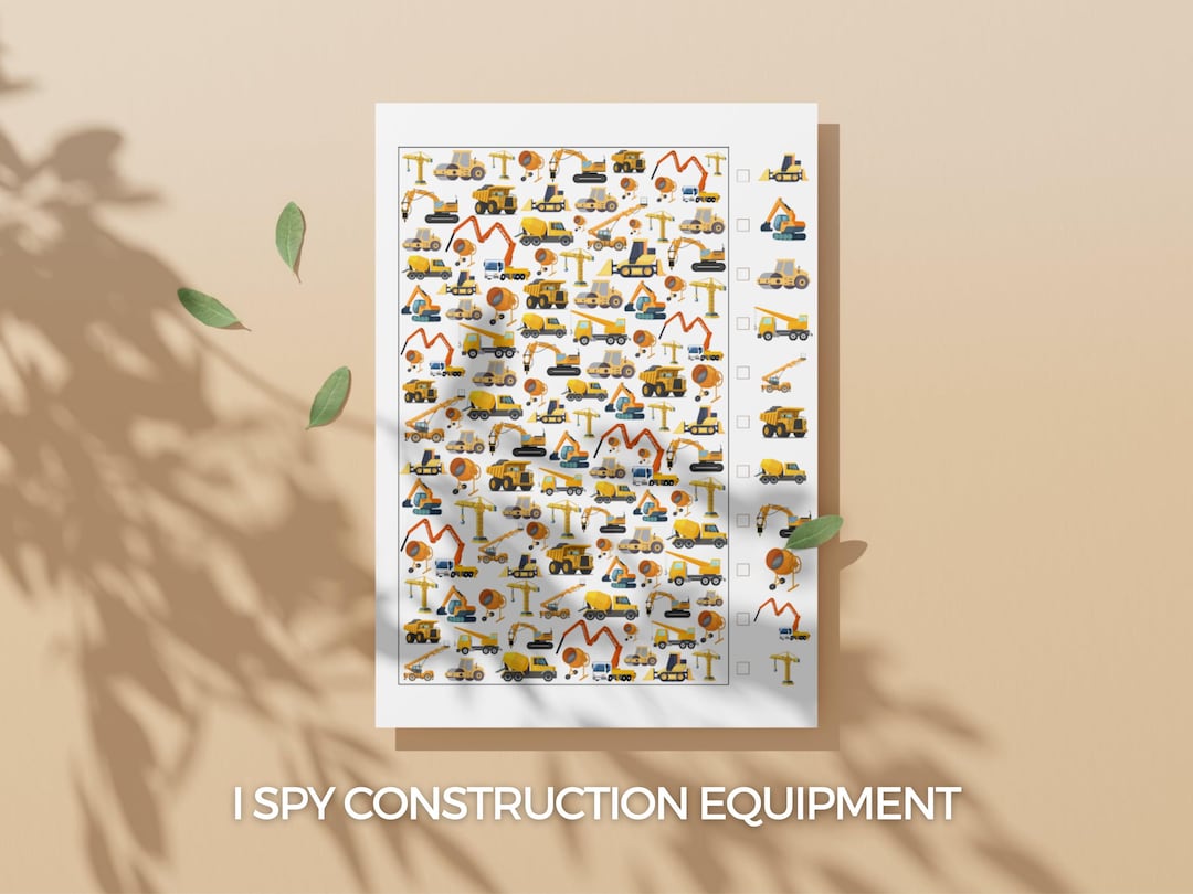 I Spy Construction Equipment Different Vehicles Kids Counting Game for ...