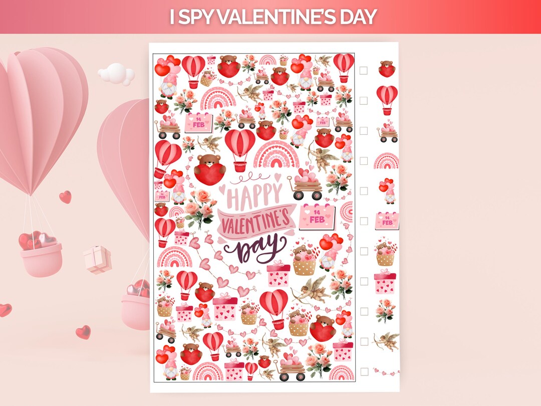 Valentines Day I Spy Printable for Kids Valentines Counting Game ...