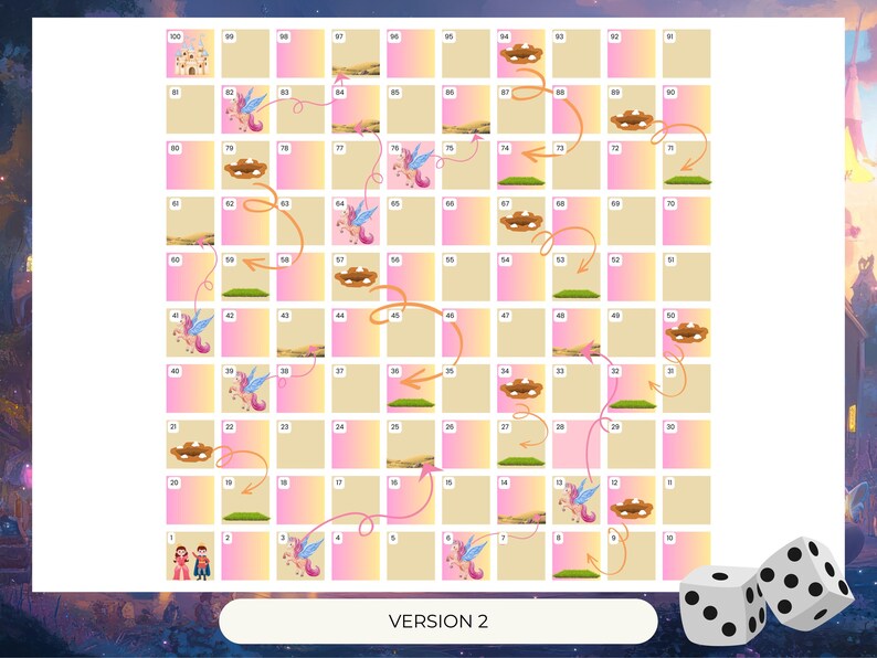 Snakes and Ladders Printable Board Game Prince Princess Quest Adventure ...