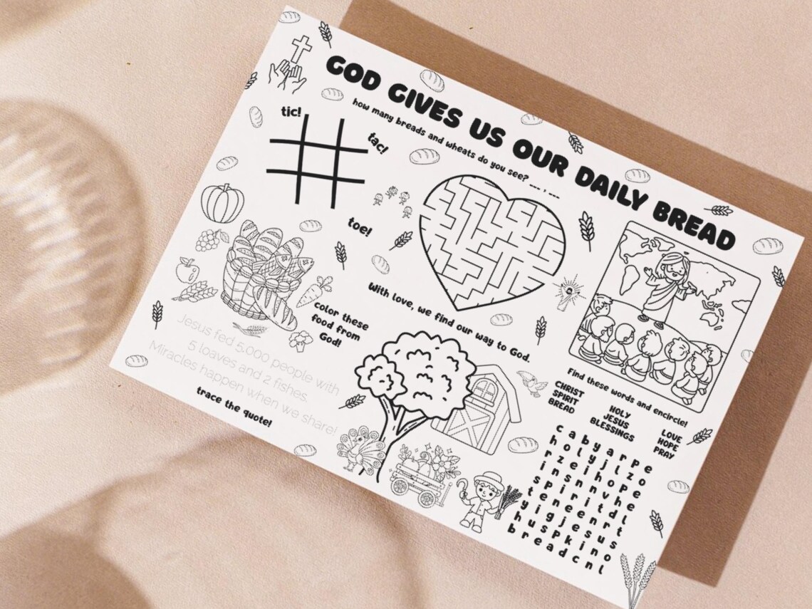 Christian Kids Activity Placemat Printable Board Games for Kids ...