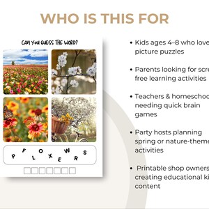 Guess the Word Spring Edition Printed Picture Puzzle Kid Vocabulary ...