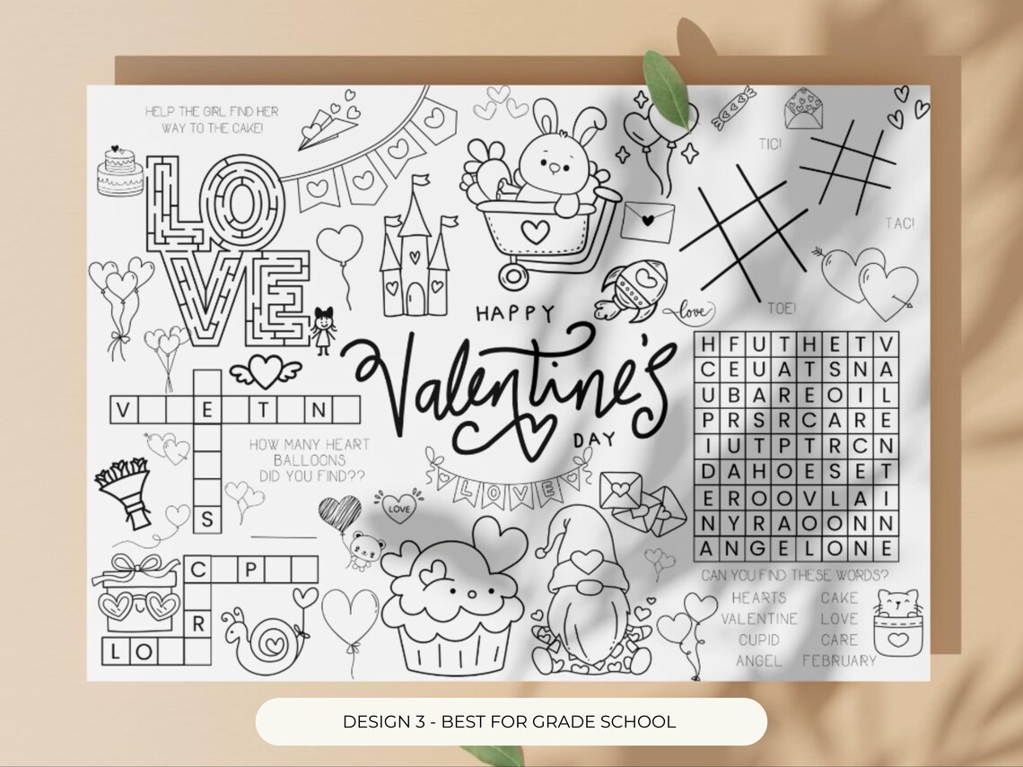 Valentines Day Activity Placemat PLR Printable Holiday Games for ...