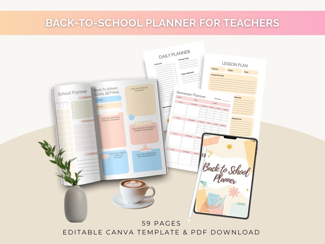 Lesson Plan Template Teacher Planner Digital Printable Academic Goal ...