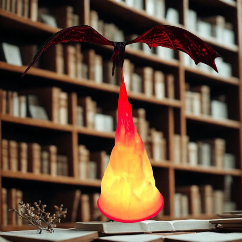 3D Printed Dragon Book Nook: Fire Breathing Wyvern Bookshelf Decor - Etsy