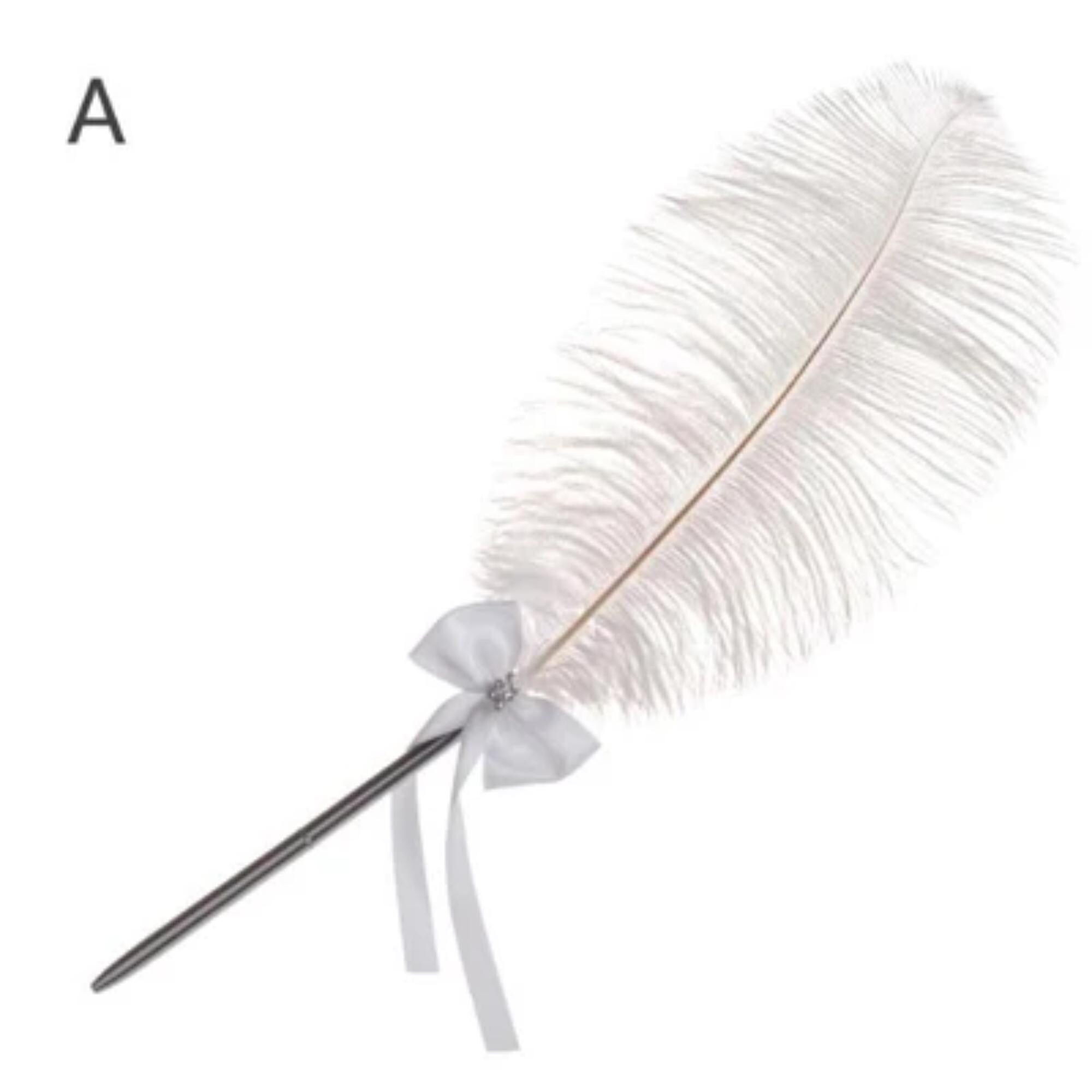 Handmade White Feather Ballpoint Pen, Feather Calligraphy Writing Pen ...