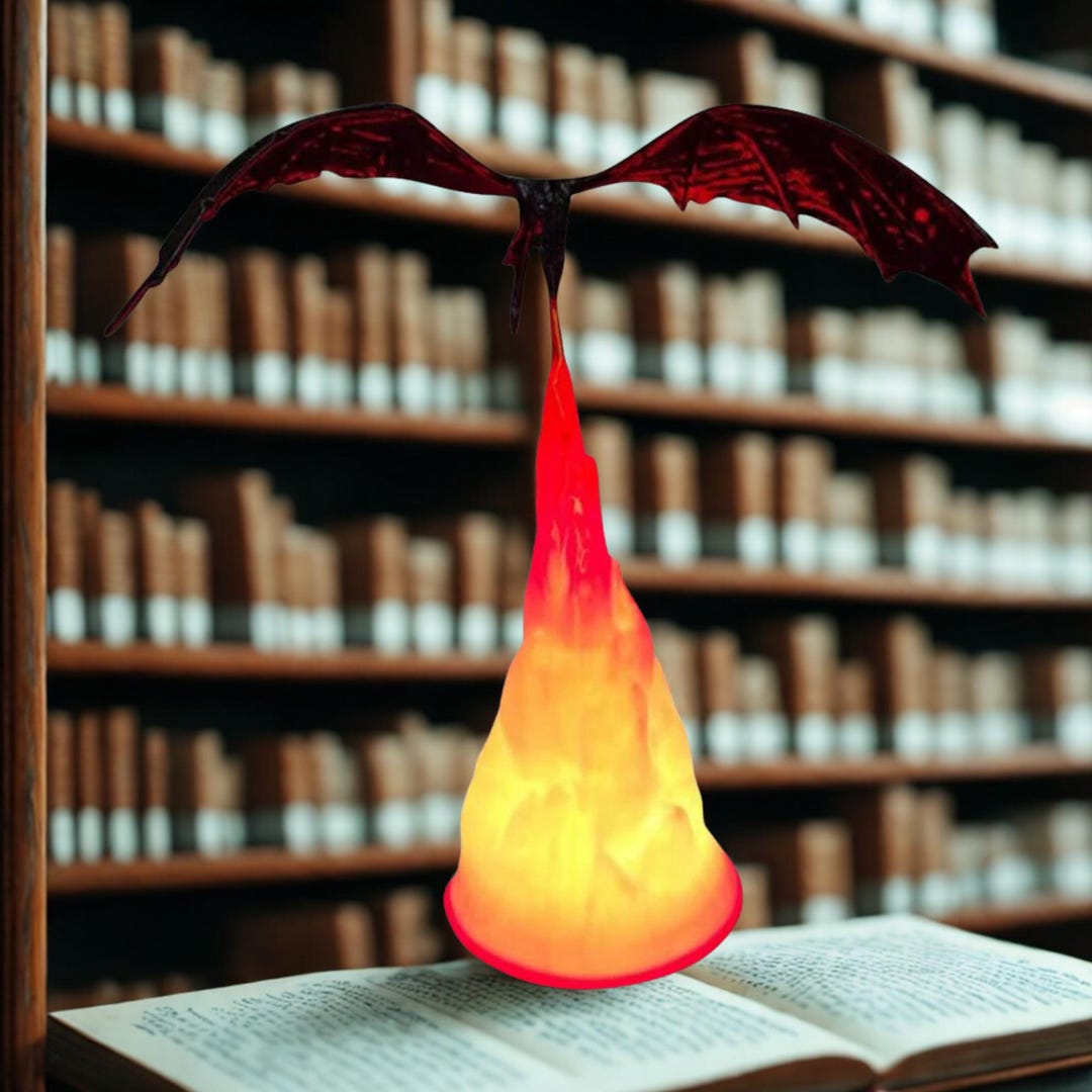 3D Printed Dragon Book Nook: Fire Breathing Wyvern Bookshelf Decor - Etsy