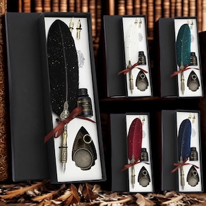 Handmade Feather Quill Pen Set, Signature Pen, Feather Calligraphy ...