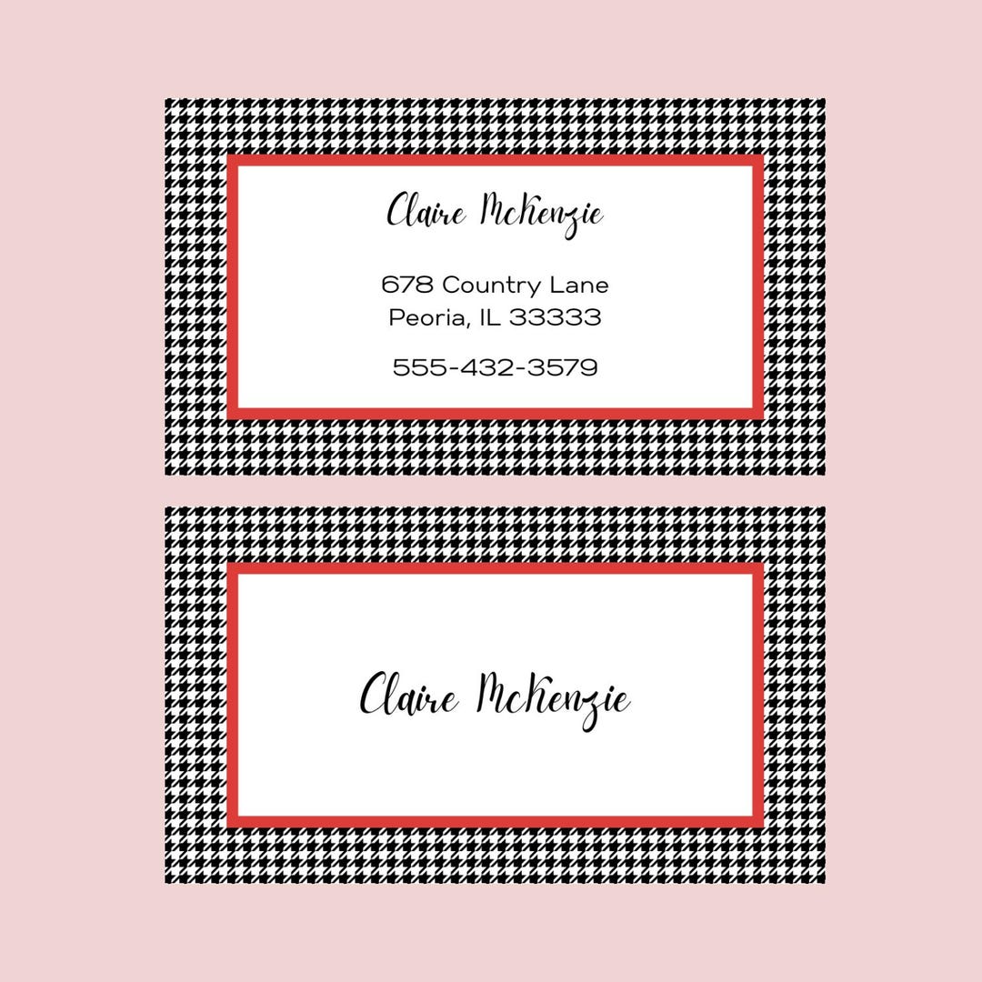Houndstooth Calling Card Template - Editable Template for Canva - Etsy