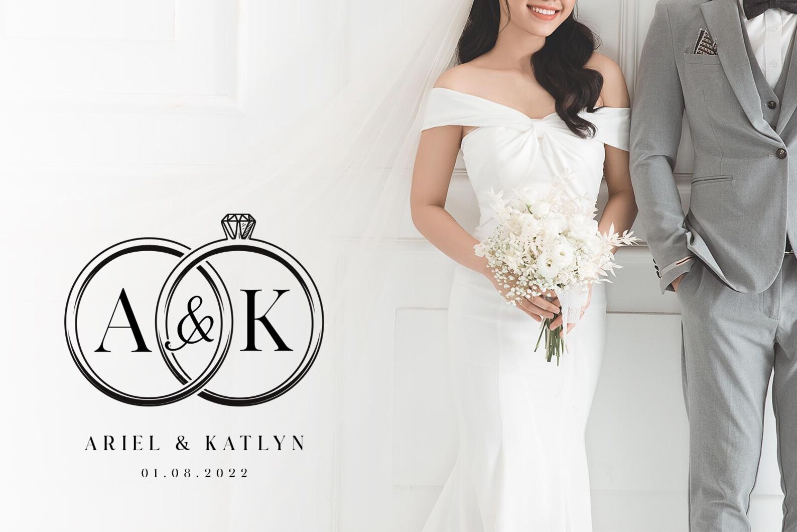 Personalized Wedding Logo: Intertwined Rings, Initials & Date (digital ...