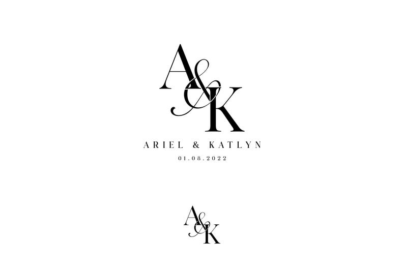 Custom Elegant Wedding Logo: Personalized Initials & Date (digital ...