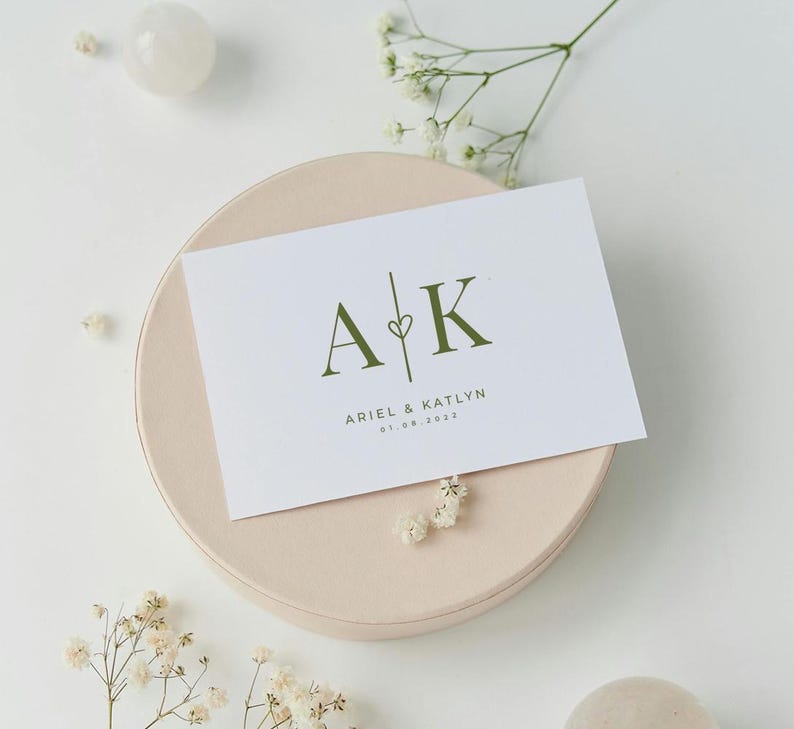 Custom Wedding Initials Logo • Personalized Monogram With Names & Date ...