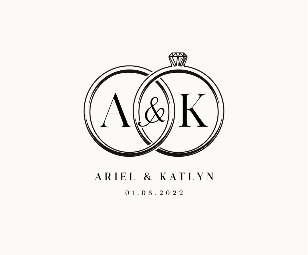 Personalized Wedding Logo: Intertwined Rings, Initials & Date (digital ...