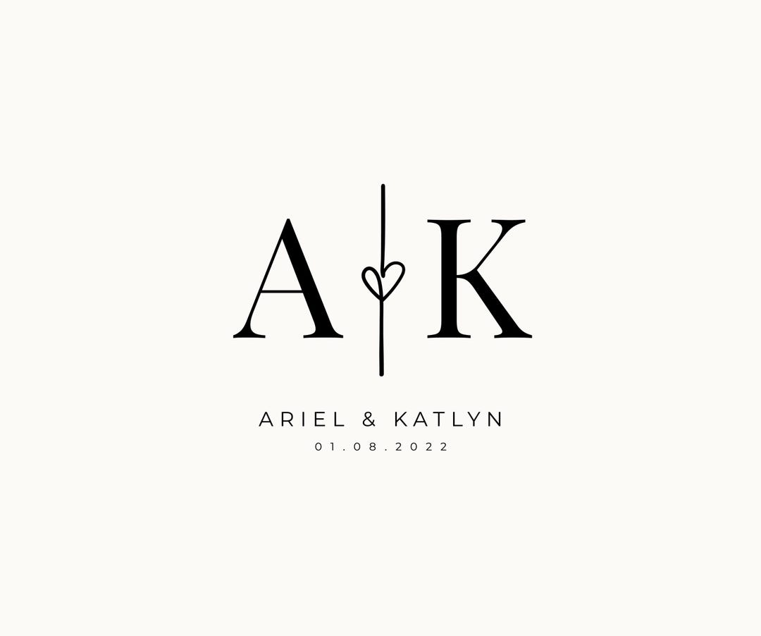 Custom Wedding Initials Logo • Personalized Monogram With Names & Date ...
