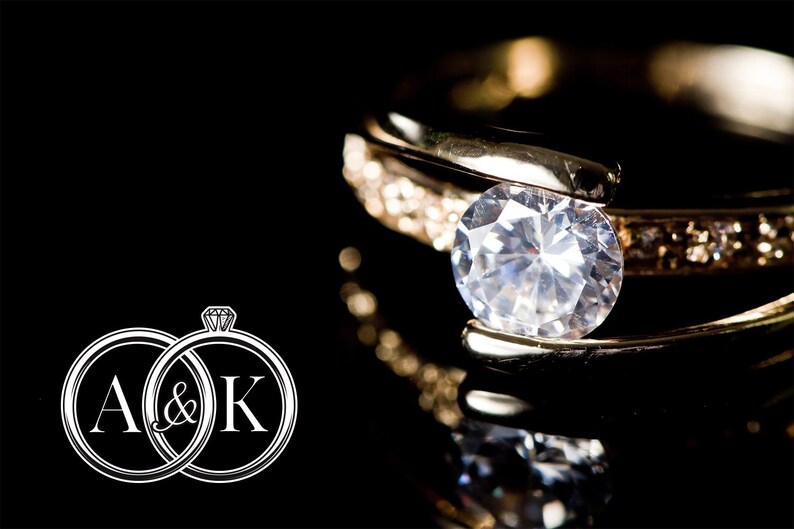 Personalized Wedding Logo: Intertwined Rings, Initials & Date (digital ...